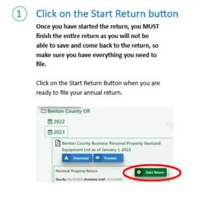 Business Personal Property Start Return - Benton County Assessment, Oregon